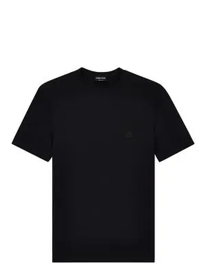 Giorgio Armani Asv Stretch Viscose Jersey Jumper With Crew Neck And Short Sleeves - Black