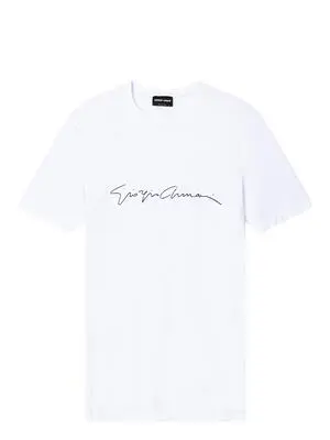 Giorgio Armani Asv Stretch-viscose T-shirt With Signature Logo - White