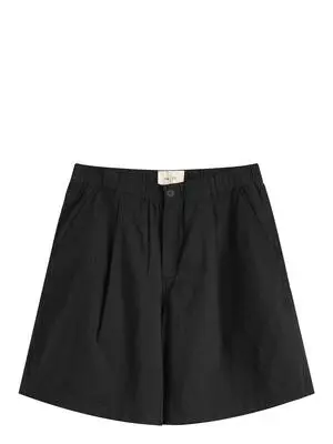 Folk Elasticated Wide Fit Shorts - Black Seersucker