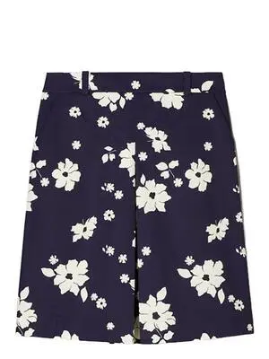 Tory Burch Pleated A-line Skirt - Medium Navy Contrast Floral