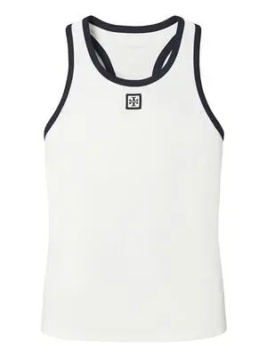 Tory Burch Jersey Racerback Tennis Tank Top - Snow White/deep Navy