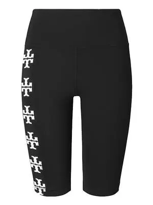 Tory Burch Compression Logo Bike Short - Black T Logo Row