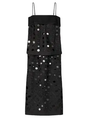 Tory Burch Layered Hand-done Mirrorwork Dress - Black