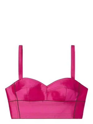 Tory Burch Silk Dupioni Bra Top - Bold Pink