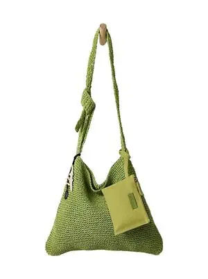 Free People Woven Straw Tote With Adjustable Shoulder Strap - Matcha