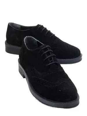 FOREVER & ALWAYS SHOES Avra Leather Oxford Black Suede Leather