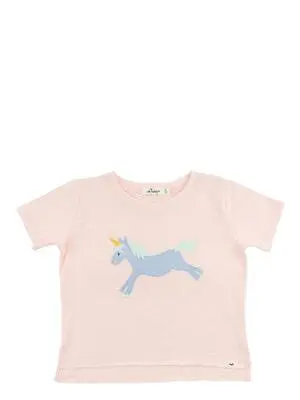 OH BABY! Unicorn Raw Edge T-shirt - Pale Pink