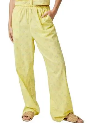 FLORENCE BY MILLS Lace Trim Wide Leg Cotton Pants - Capri Floral