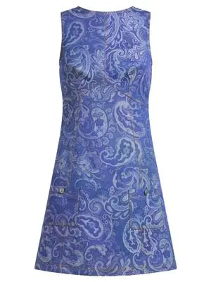 Etro Patterned Jacquard Mini Dress - Blue