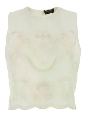 TWINSET Broderie-anglaise Sleeveless Blouse - White