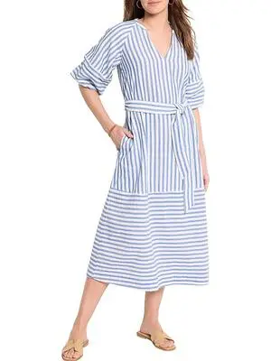 NIC+ZOE Double Gauze Mixed Stripe Dress - Blue Multi