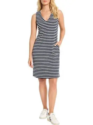 NIC+ZOE Striped Sleeveless V-neck Dress - Indigo Multi