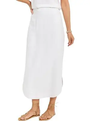 NIC+ZOE Rumba Linen Dip Skirt - Paper White