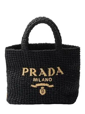 Prada Small Crochet Tote Bag - Black