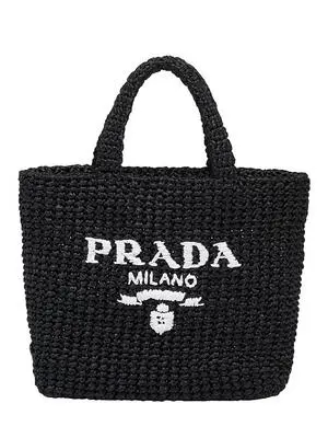 Prada Small Crochet Tote Bag - Black/white