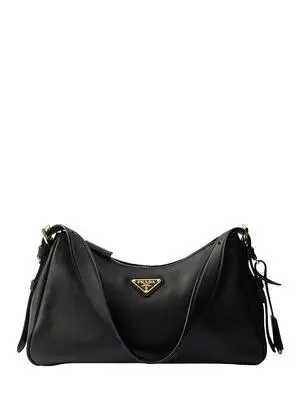 Prada Aimee Medium Leather Shoulder Bag - Black