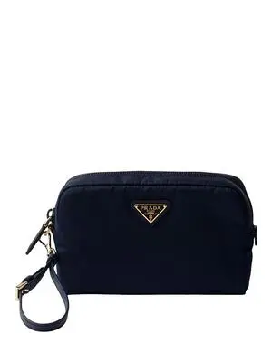 Prada Re-nylon Pouch With Enameled Triangle Logo - Blue