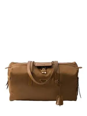 Prada Large Re-Nylon Top-Handle Bag With Padlock Brown