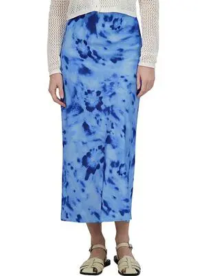POINT Satin Slip Skirt Blue Tye Dye