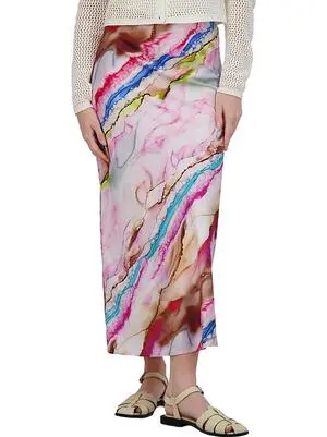 POINT Satin Slip Skirt Watercolor
