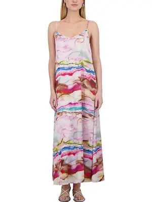 POINT Satin Slip Dress - Watercolor