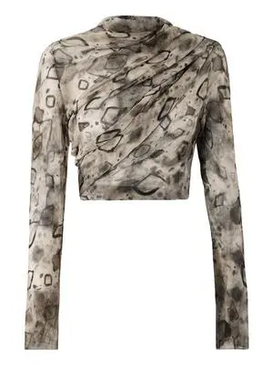 CORTANA Meena Printed Silk-Georgette Wrap Jacket Brown