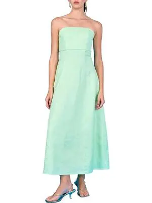 Endless Rose Strapless Linen Maxi Dress - Pistachio