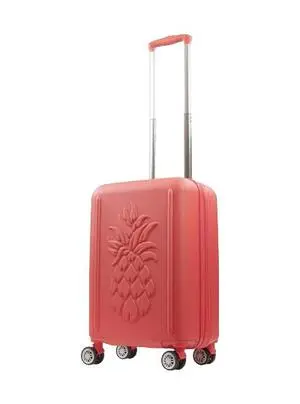 Tommy Bahama 22.5" Hard-sided 3d Pineapple Luggage With Drawstring Bag - Coral