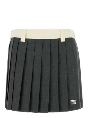 Miu Miu Miu Miu Pleated Mini Skirt Grey