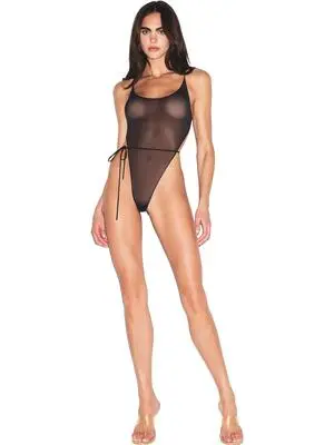 SKIMS Ultra Fine Mesh Brief Bodysuit Obsidian