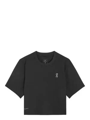 On Logo Cropped Jersey T-shirt - Black