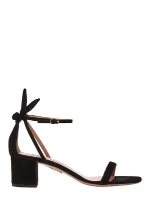AQUAZZURA Bow Tie 50 Suede Sandals - Black