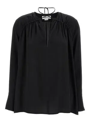 Victoria Beckham Gather Detail Tie Blouse - Black