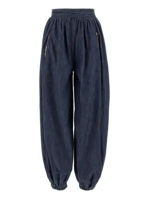 Valentino Garavani Denim Chambray Balloon Fit Pants - Blue