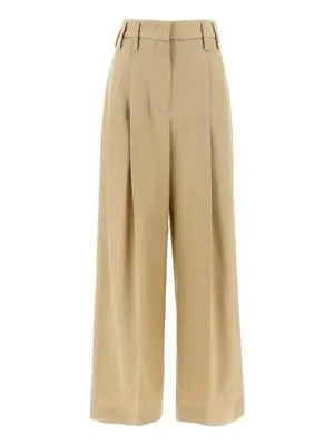 JIL SANDER 100 Aw 36' Wide Leg Pants - Beige