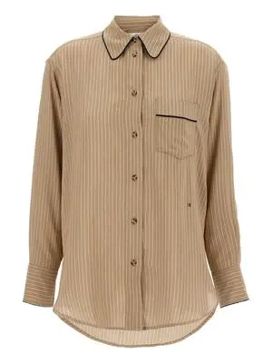 Victoria Beckham Piping Detail Pyjama Shirt - Brown