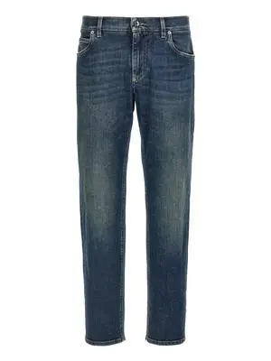 DOLCE & GABBANA Logo Plaque Straight Leg Jeans
