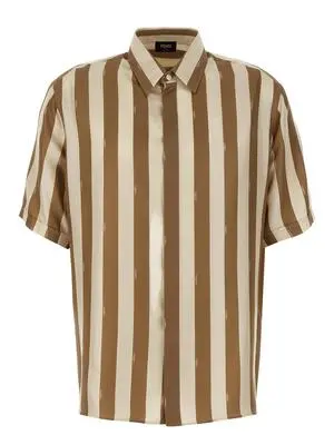 Fendi Pequin Striped Silk Shirt - Brown