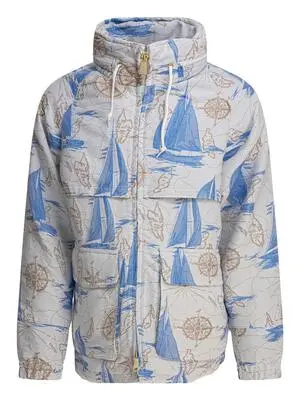 BEAMS Printed Jacket - Light Blue