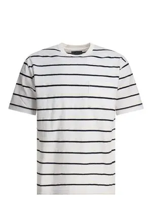 BEAMS Striped T-shirt With Pocket - White