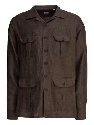 BORRIELLO NAPOLI Linen Overshirt Jacket - Brown