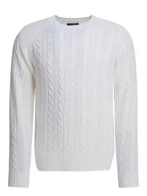 BEAMS Cable-knit Crewneck Sweater - White