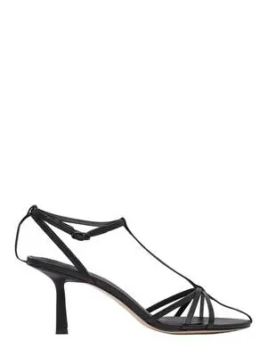 Studio Amelia Leather Mid Heel Sandals - Black
