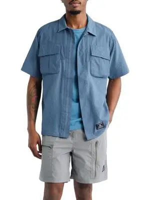 Alpha Industries Seersucker Short Sleeve Button-up Shirt - Airborne Blue