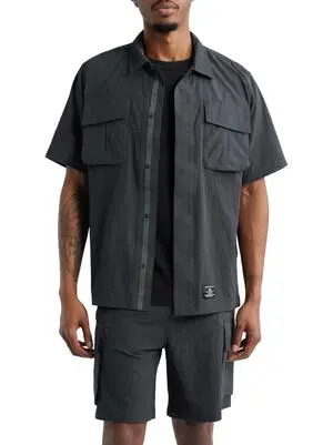 Alpha Industries Seersucker Short Sleeve Button-up Shirt - Charcoal