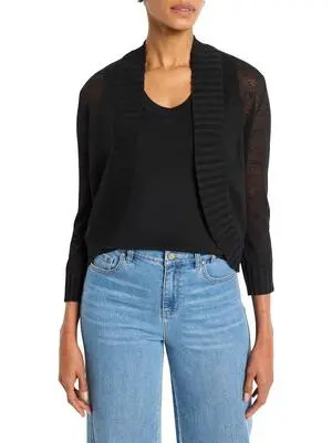 NIC+ZOE Linen-blend Bolero Cardigan - Black Onyx