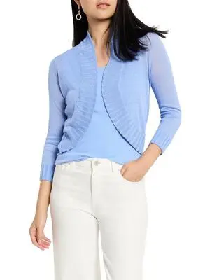 NIC+ZOE Linen-blend Bolero Cardigan - Blue Iris