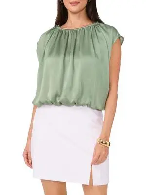 Vince Camuto Textured Satin Bubble Top - Eucalyptus
