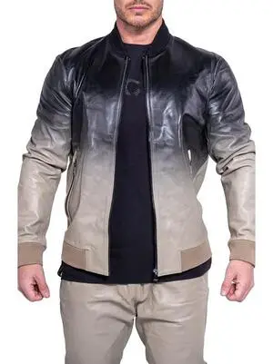 MACEOO Ombré Leather Jacket - Grey