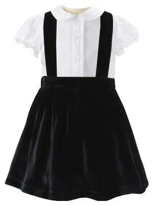 RACHEL RILEY Eloise Silk Velvet Pinafore Set - Black
